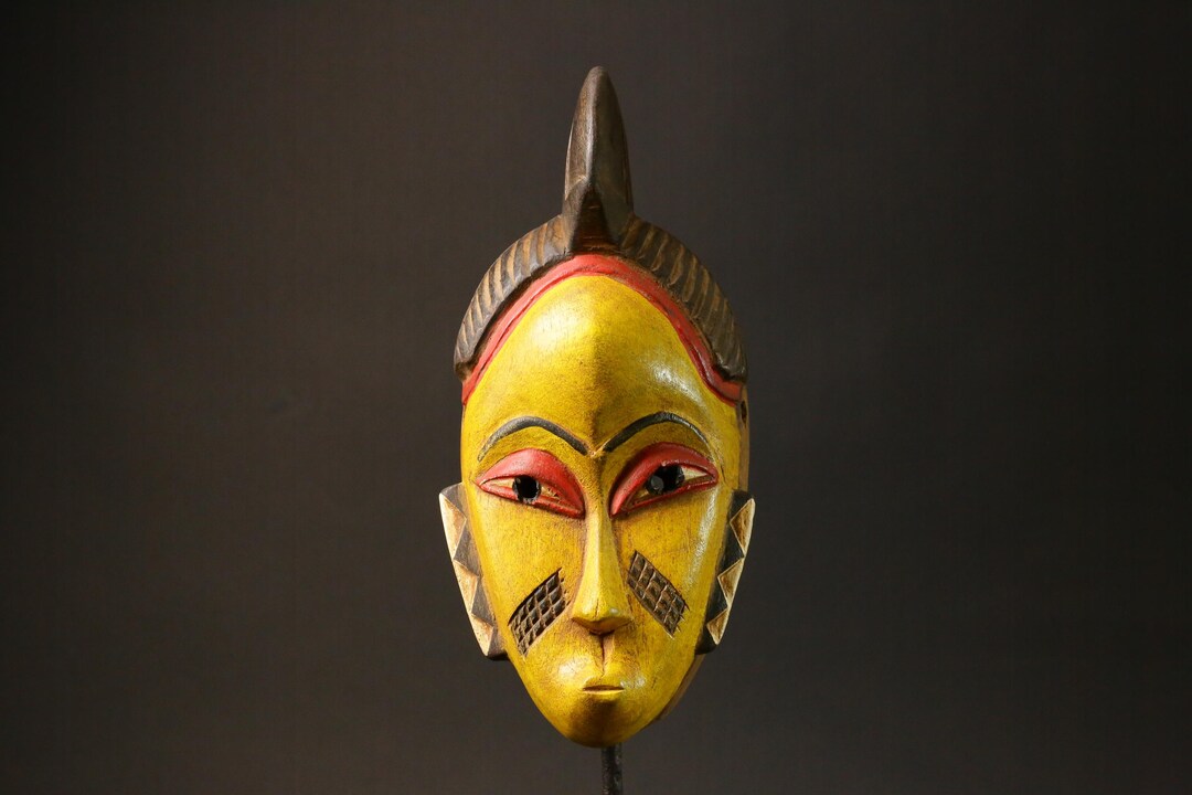 African Mask Collectible | Tribal Baule| Primitive Wall Hanging ...