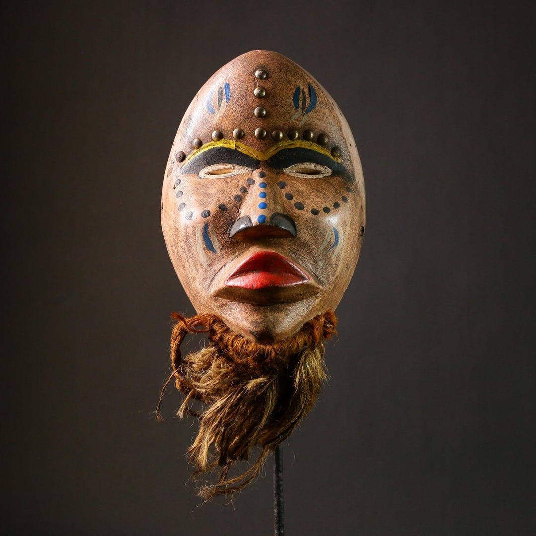Lega Mask African Tribal Wood Face Bwami Society Carving Congo ...