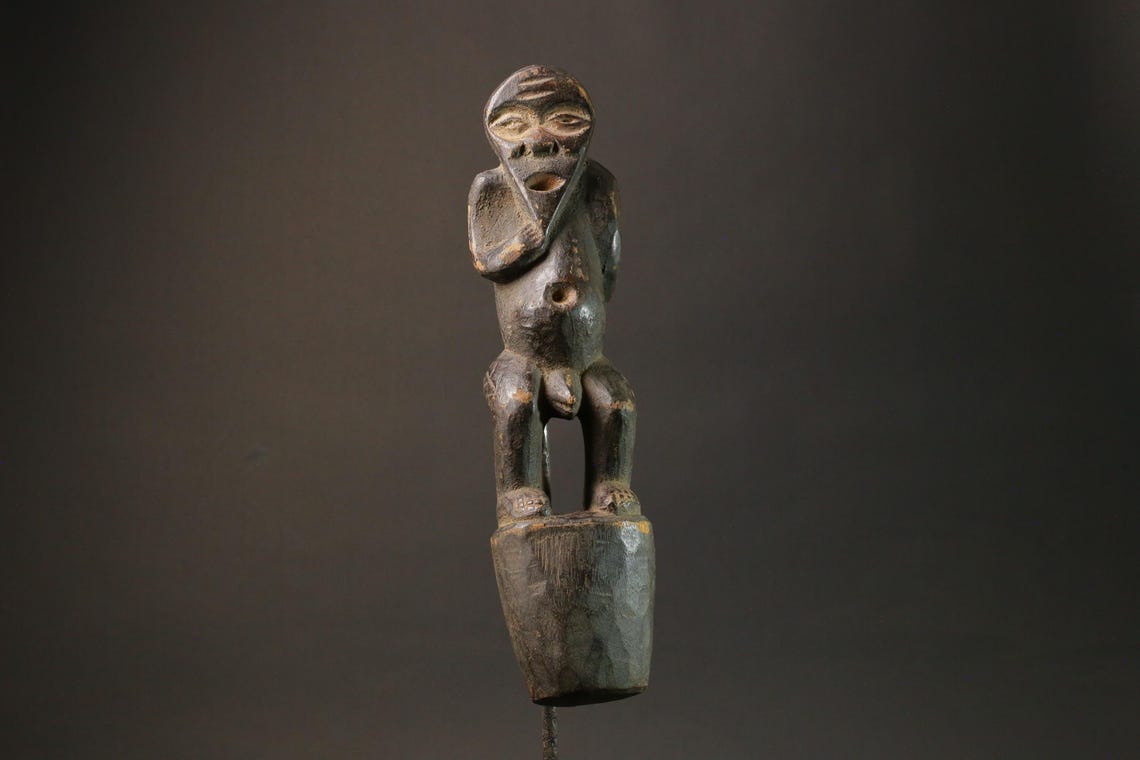 African Tribal Figure Carved Wood Statue Congo Ritual Sculpture 35.7 Cm ...