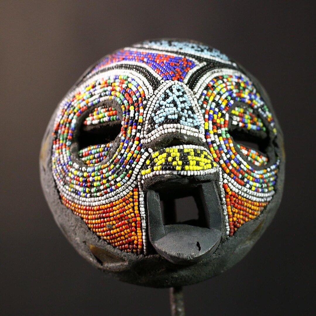 Hand Beaded African Wall Mask: Afrocentric Tribal Art Decor-7983 - Etsy