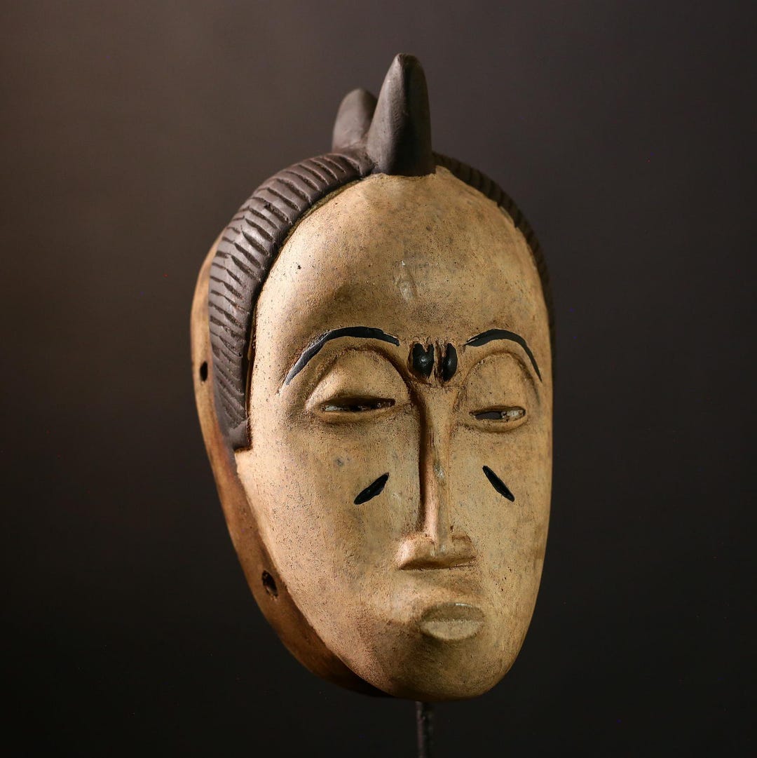 Hand-carved African Guro Mask, Authentic Ivorian Cultural Wall Decor ...