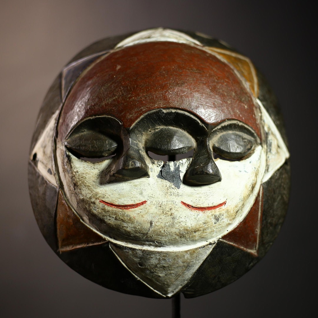 African Lega Mask With Multiple Eyes Tribal Art From Congo Carved Wood ...