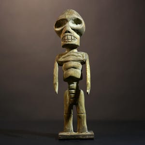 Hand-carved Tiv Tribal Skeleton: African Wood Sculpture, Vintage Patina ...