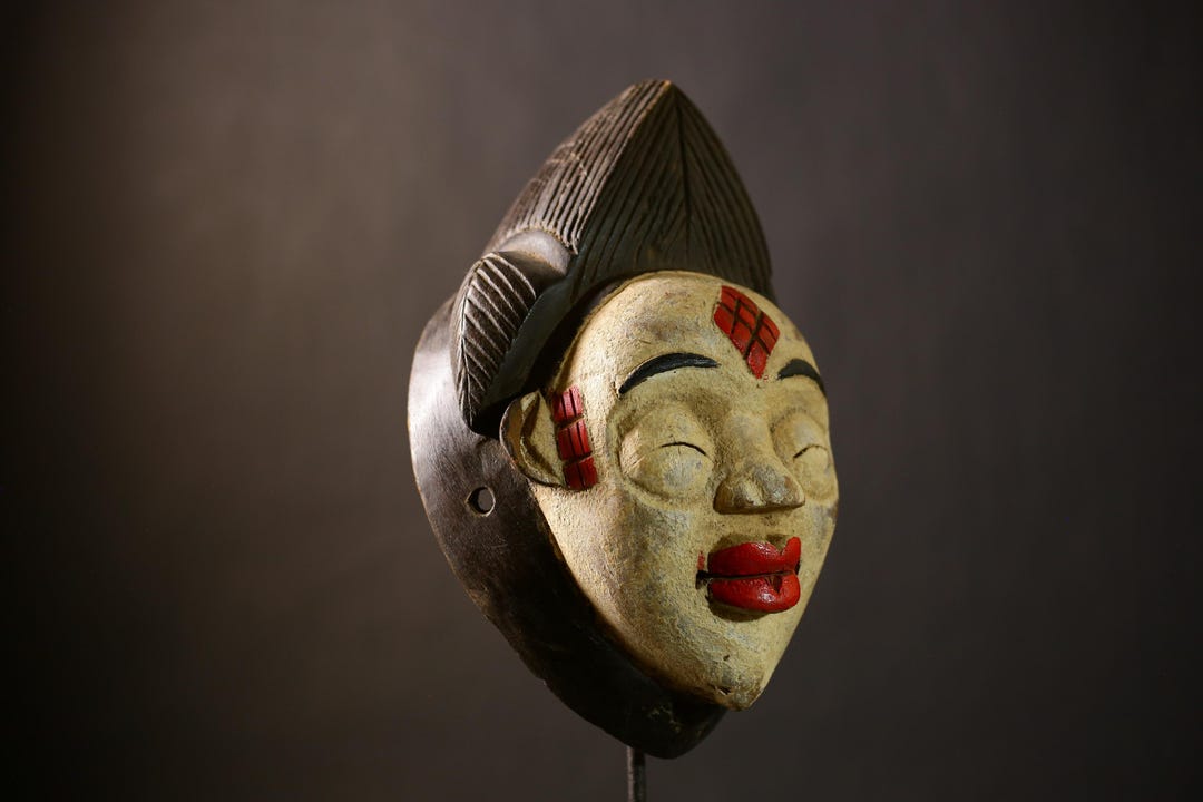 African Punu Mask | Tribal Okuyi Art | Handmade Wooden Sculpture ...