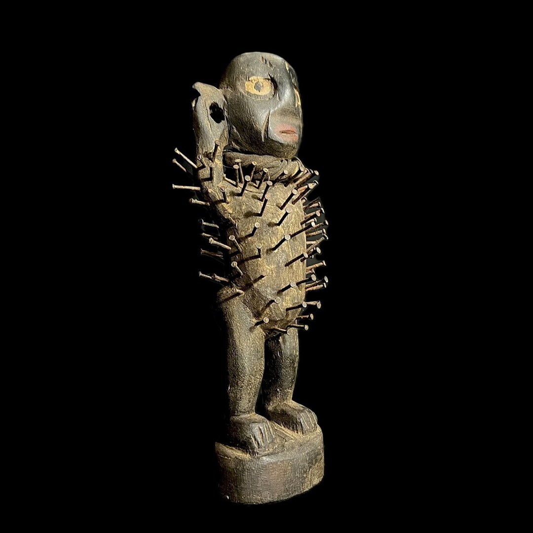 Wooden Figures Primitive Decor Nkisi N’kondi Hand Carved Statue Vintage ...