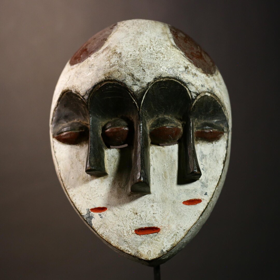 African Mask Art Vintage Lega Multi Eyes Congo Tribal Wall Décor ...