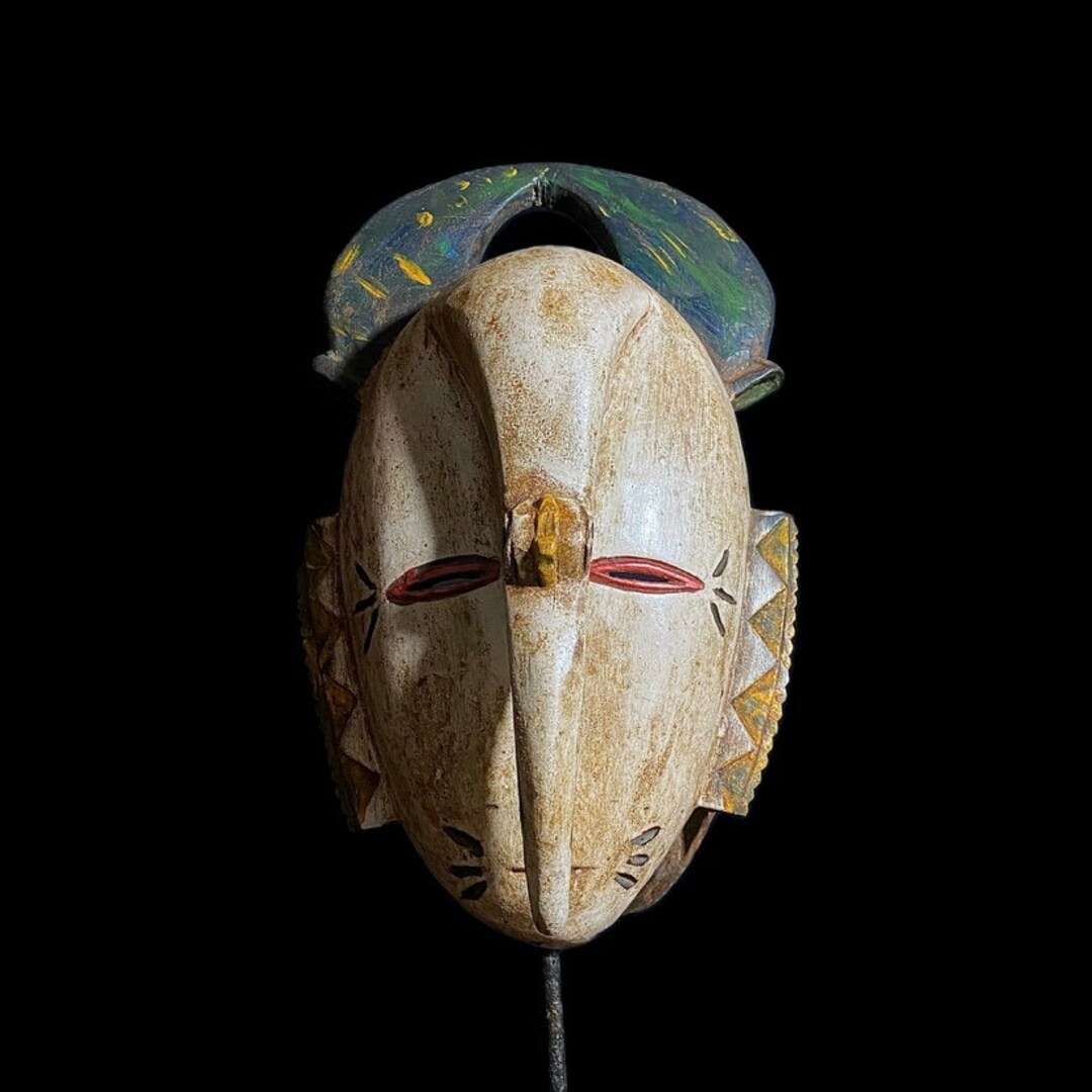 African Tribal Art Wooden Carved Mask Ngongo Munune Ding Wall Hanging ...