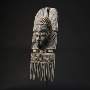 African Tribal Face Wood Hand Carved African Hand Carved Ebony Comb ...
