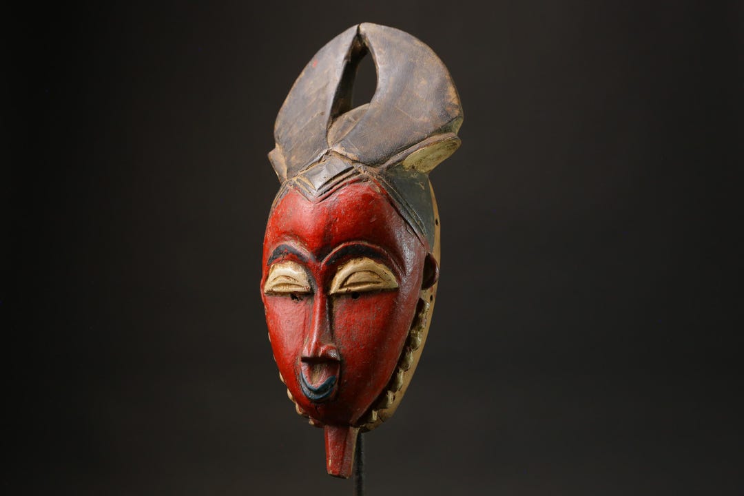 African Mask Traditional Guru Tribe in Natural RED Color Masks for Wall ...