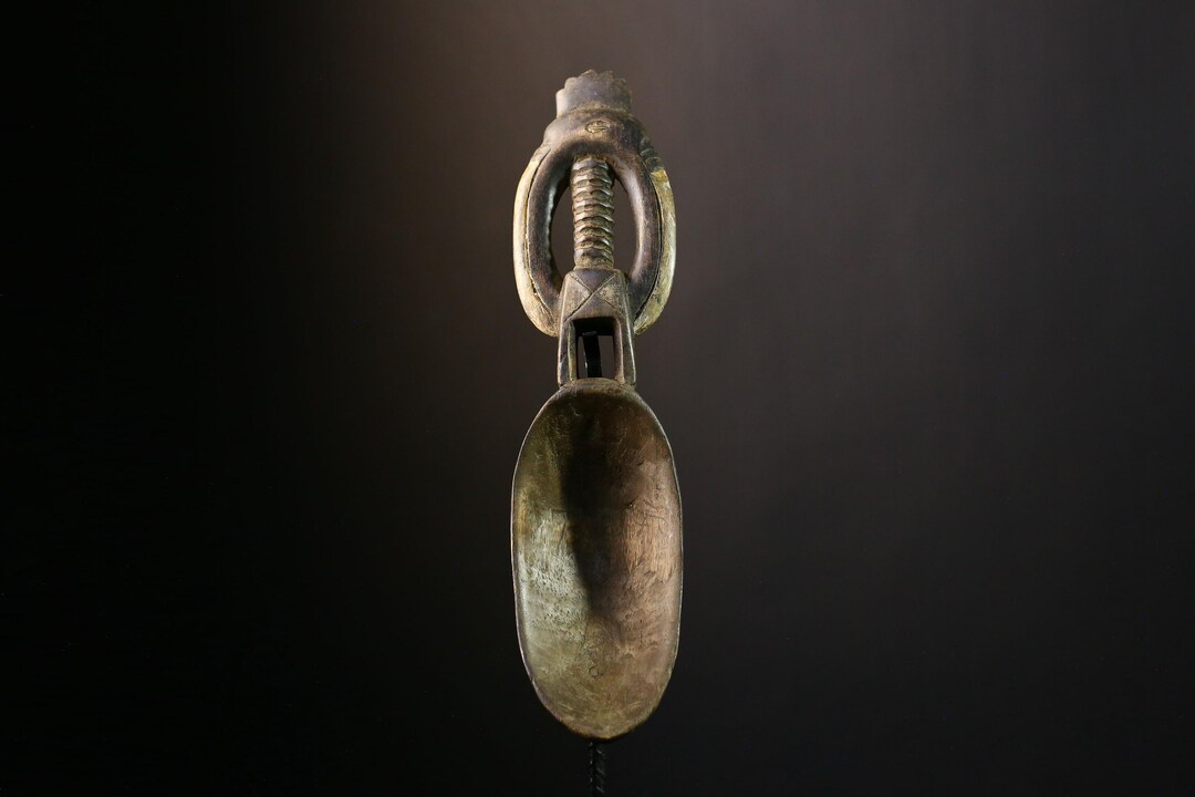 African Mask Vintage Hand-carved Wooden Spoon From Gabon Unique Ethnic ...