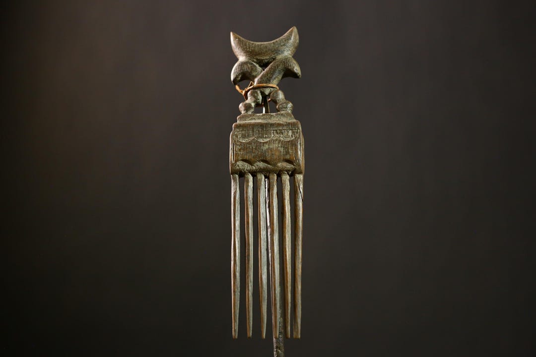 African Tribal Comb Sculpture Handcrafted Figure Art From Ghana Unique ...