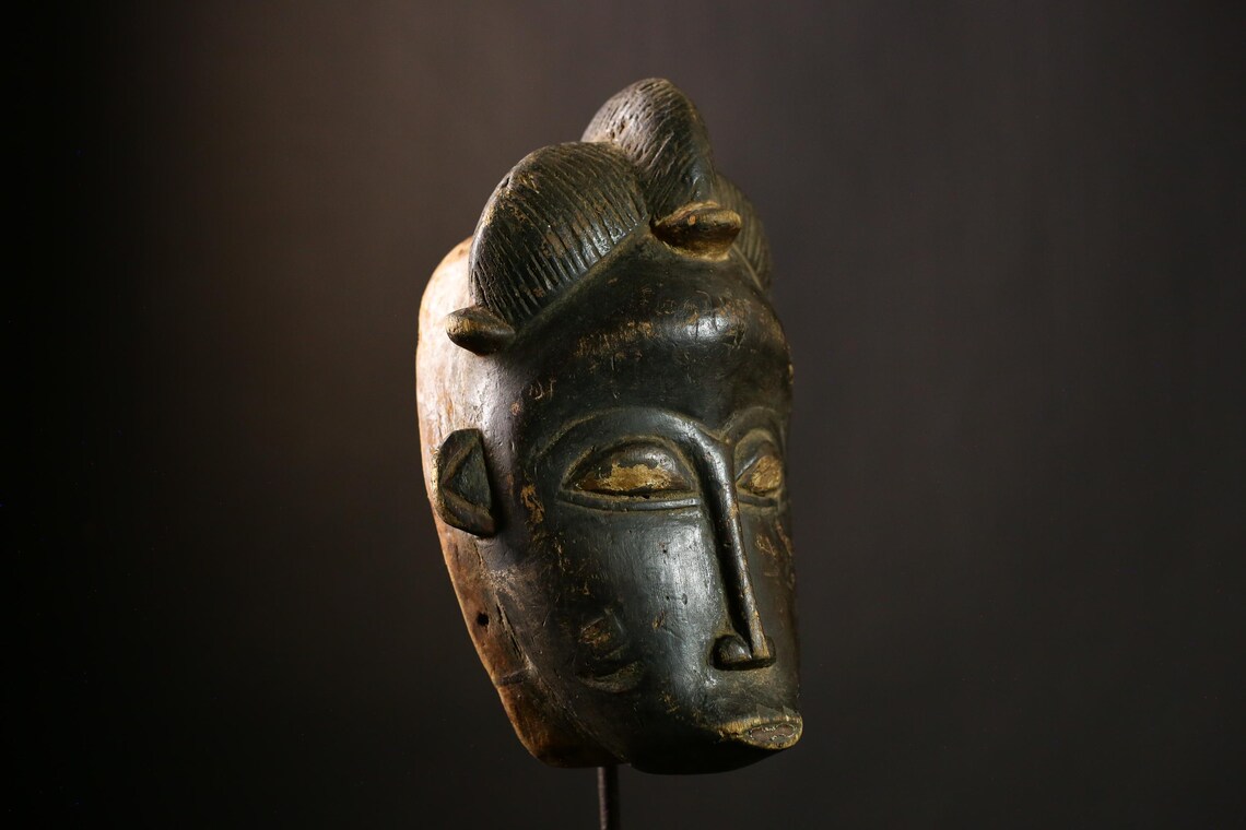 African Baule Mask: Carved Wood Tribal Art, Ivory Coast Decor-3758 - Etsy