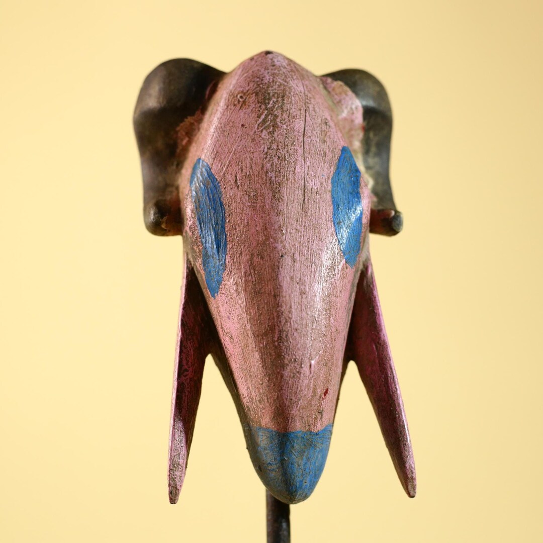 Vintage African Tribal Ram Mask | Hand Carved Wooden African Art Decor ...