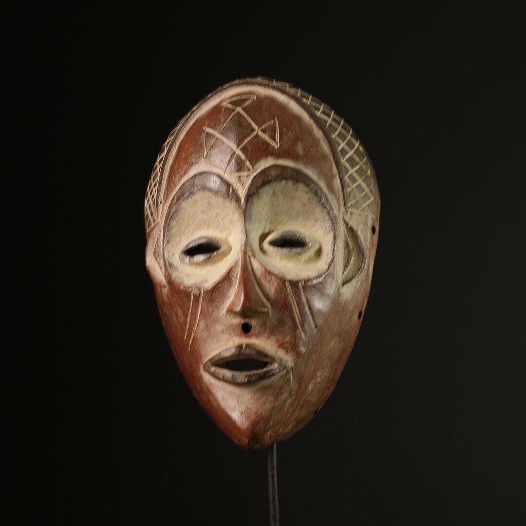 African Antique Tribal Mask | Vintage Chokwe Wood Mask | Hand-carved ...