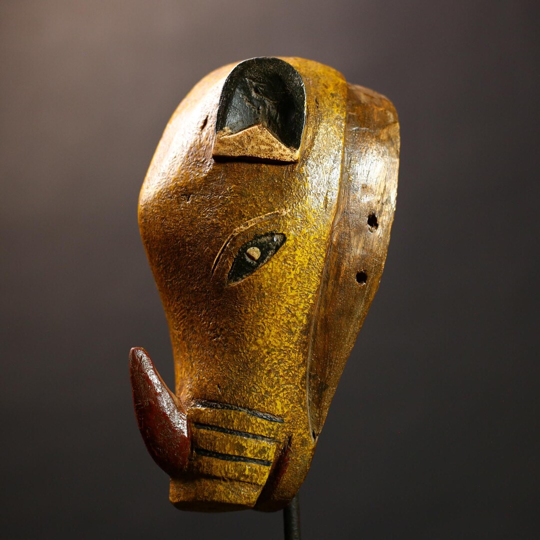 African Authentic Rhinoceros Mask Cameroon Babanki Tribe Handmade ...