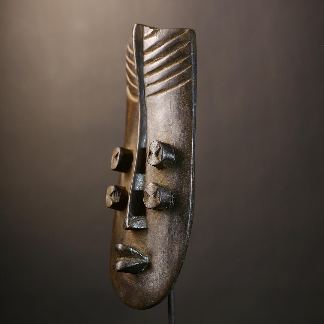 African Grebo Mask Wall Art | Hand Carved Vintage Sculpture | Unique ...