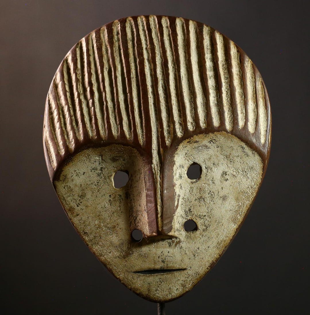 African Bwami Mask | Authentic Lega Tribal Art | Handcarved Wooden Face ...