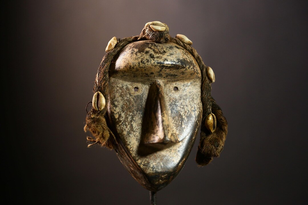 African Dan Mask: Hand Carved Wood, Cowrie Shells, Côte D’ivoire-6620 ...