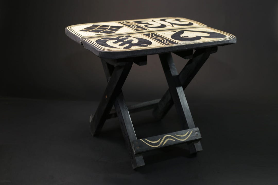 African Folding Tables Statue Handcrafted Wooden Home Décor, Unique ...