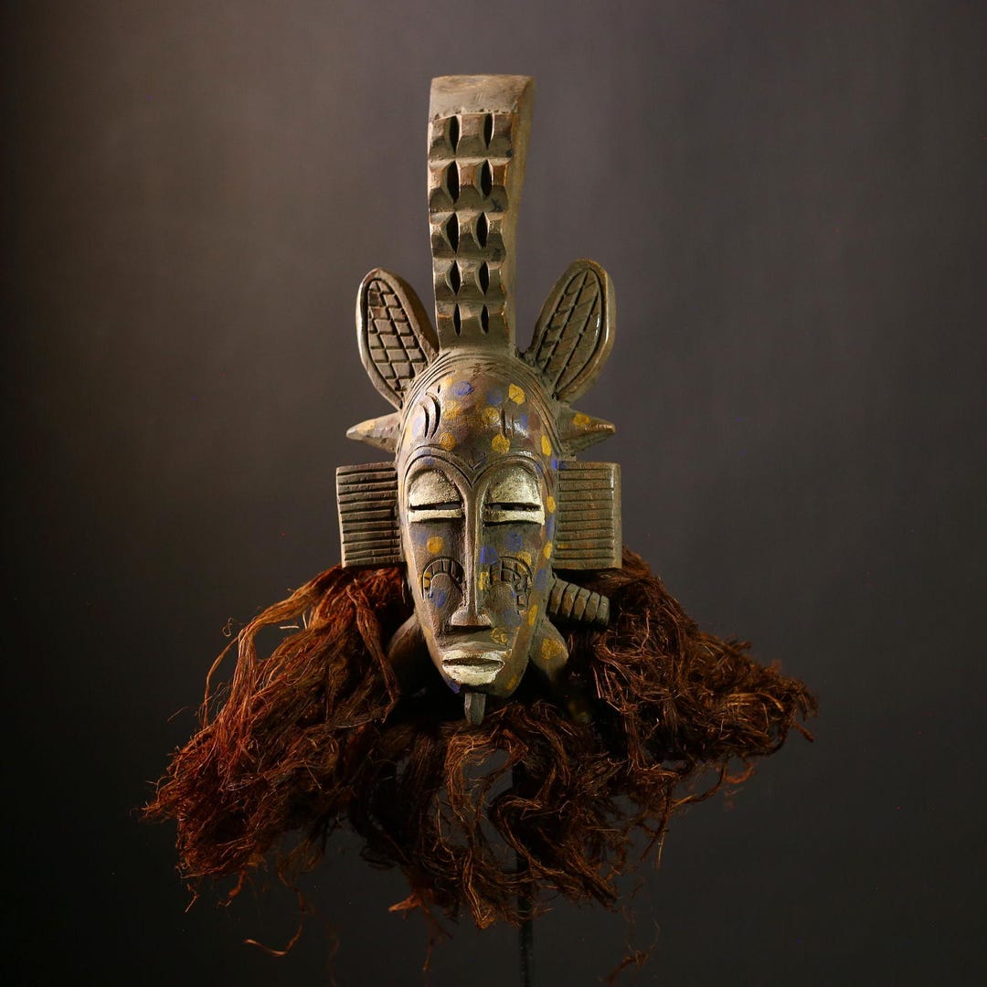 African Vintage Handcrafted Senufo Tribe Face Mask Unique Wood Art ...