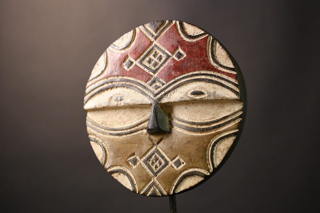 African Handmade Moon Mask Teke Eket Tribal Art Unique Home Decor ...