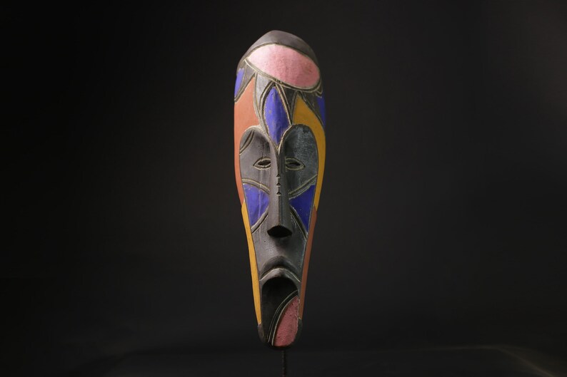 Hand Carved African Tribal Mask: Colorful Wood Wall Art-3698 - Etsy