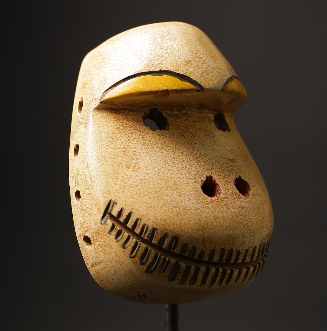 Lega Tribal African Mask Hand Carved Wood Congo Face Sculpture Ethnic ...