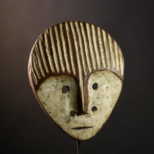 African Bwami Mask | Authentic Lega Tribal Art | Handcarved Wooden Face ...