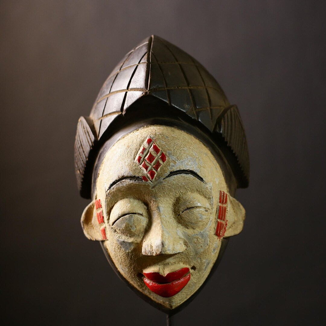 African Unique Wall Mask Art Decor Ethnic Society Gabon Sculpture ...