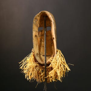 Africa Dan Mask Carved Wood Tribal Spirit Mask Liberia Art With Raffia ...