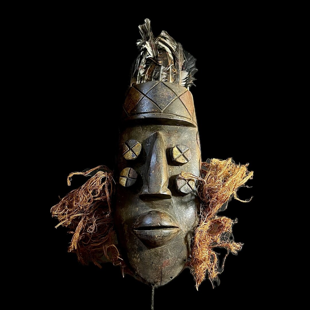 African Wooden Tribal Face Vintage Carved Wood Hanging Grebo Mask-g1191 ...