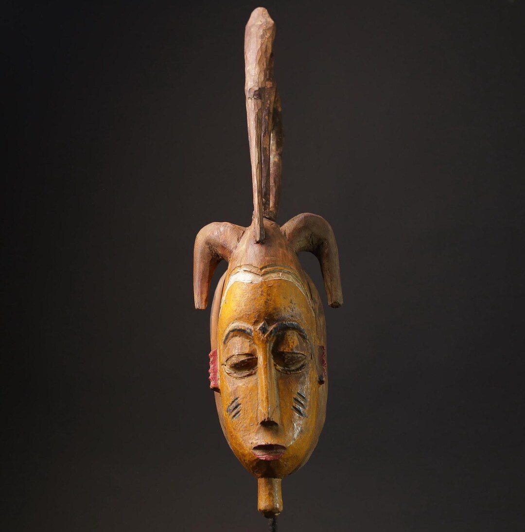 Yaure African Mask: Vintage Antelope Horn & Wood Tribal Art-g2435 - Etsy