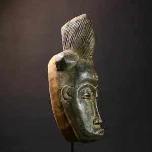 Baule Tribal Mask: Handcarved African Wood Sculpture-g1780 - Etsy