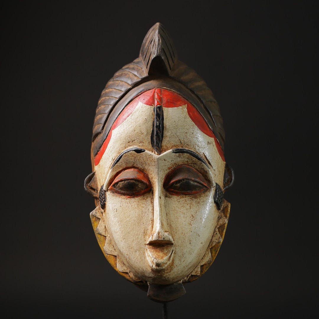 African Handcrafted Guro Tribal Face Mask | Carved Wooden Wall Hanging ...
