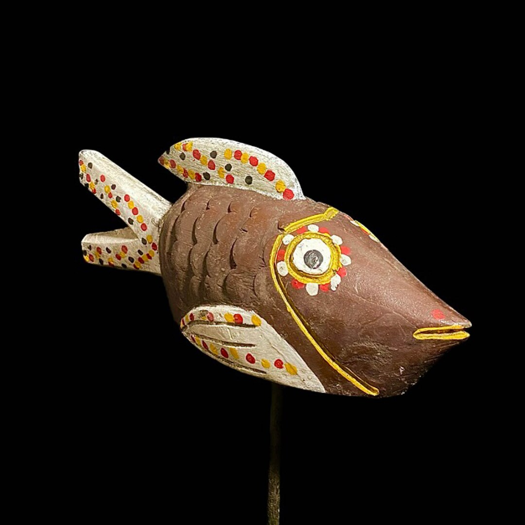 African Bozo Fish Puppet Statue Wood Handmade Primitive Collectibles ...