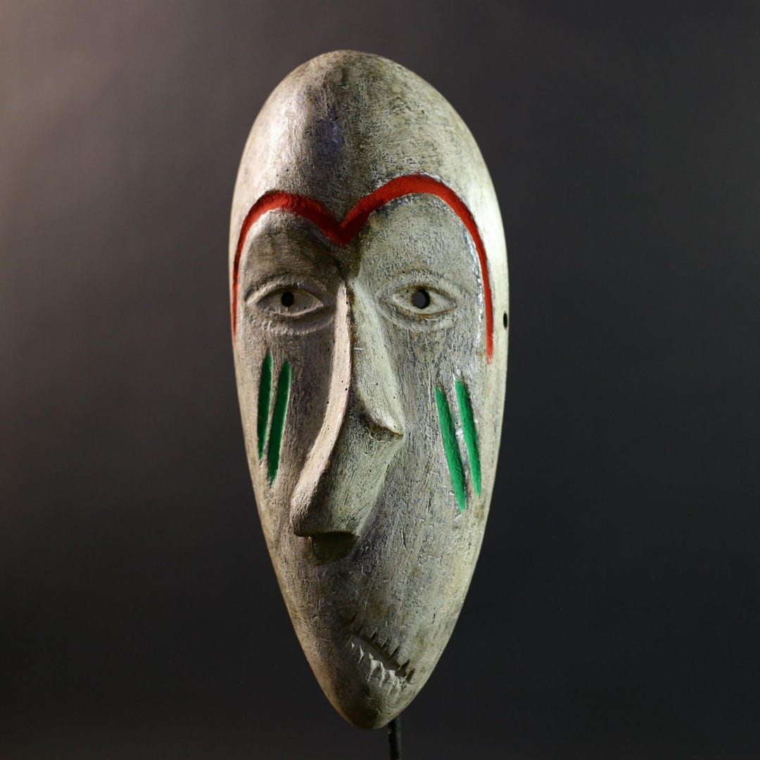 African Dan Kran Mask, Ivory Coast Tribal Wall Art, Hand-carved Kaolin ...