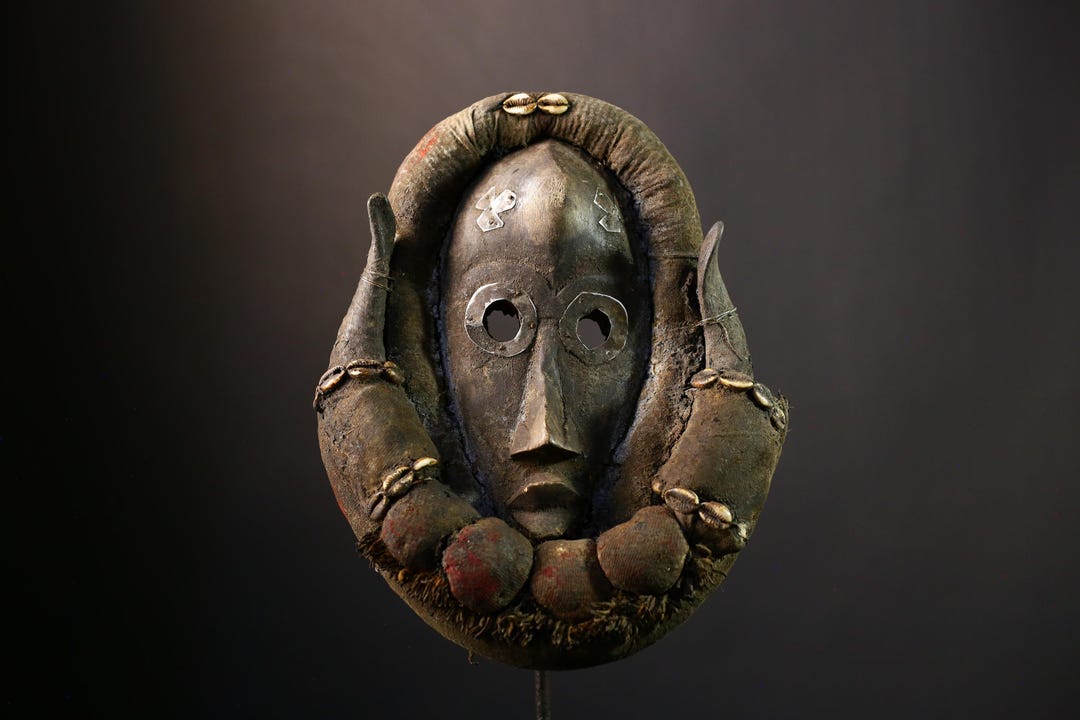 African Mask Authentic Tribal Dan Racing Mask Hand Carved Wood Home ...