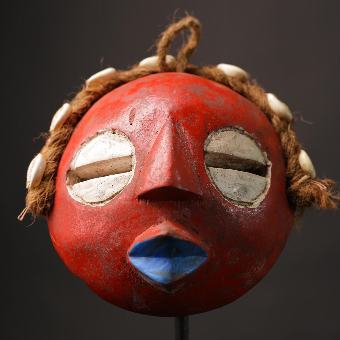 African | Tribal Face | Hand Carved | GHANA Wood | Round African Mask ...
