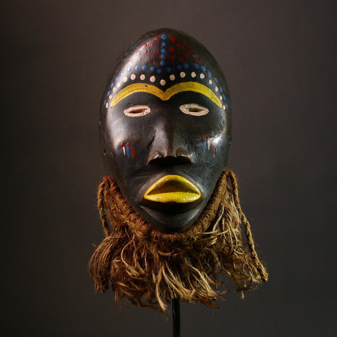 African Dan-kran Mask | Hand-carved Wall Hanging | Unique Natural Wood ...