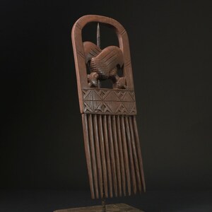 African Comb Statue | Hand-carved Wooden Figure | Unique West African ...