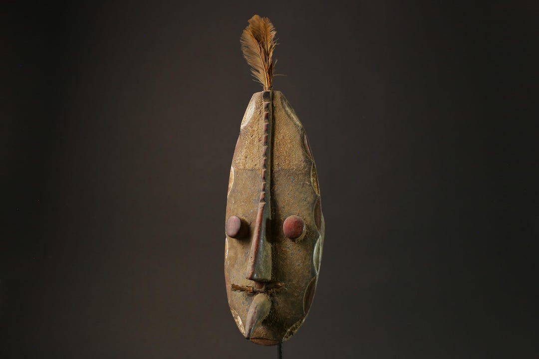 Vintage Grebo African Carved Wood Mask - Handmade Tribal Face Hanging ...