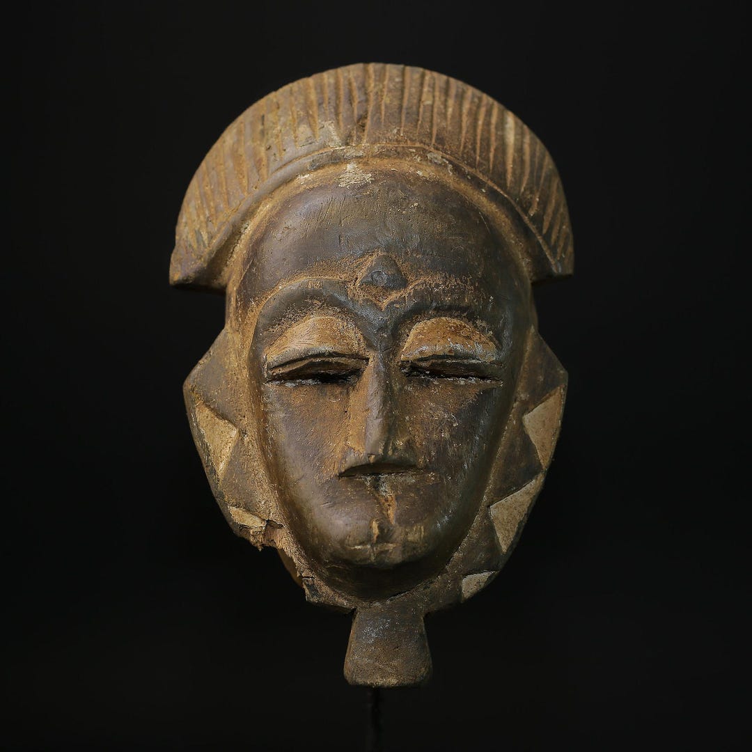 African Tribal Guro Face Mask Wall Hanging Sculpture Handcarved Crest ...