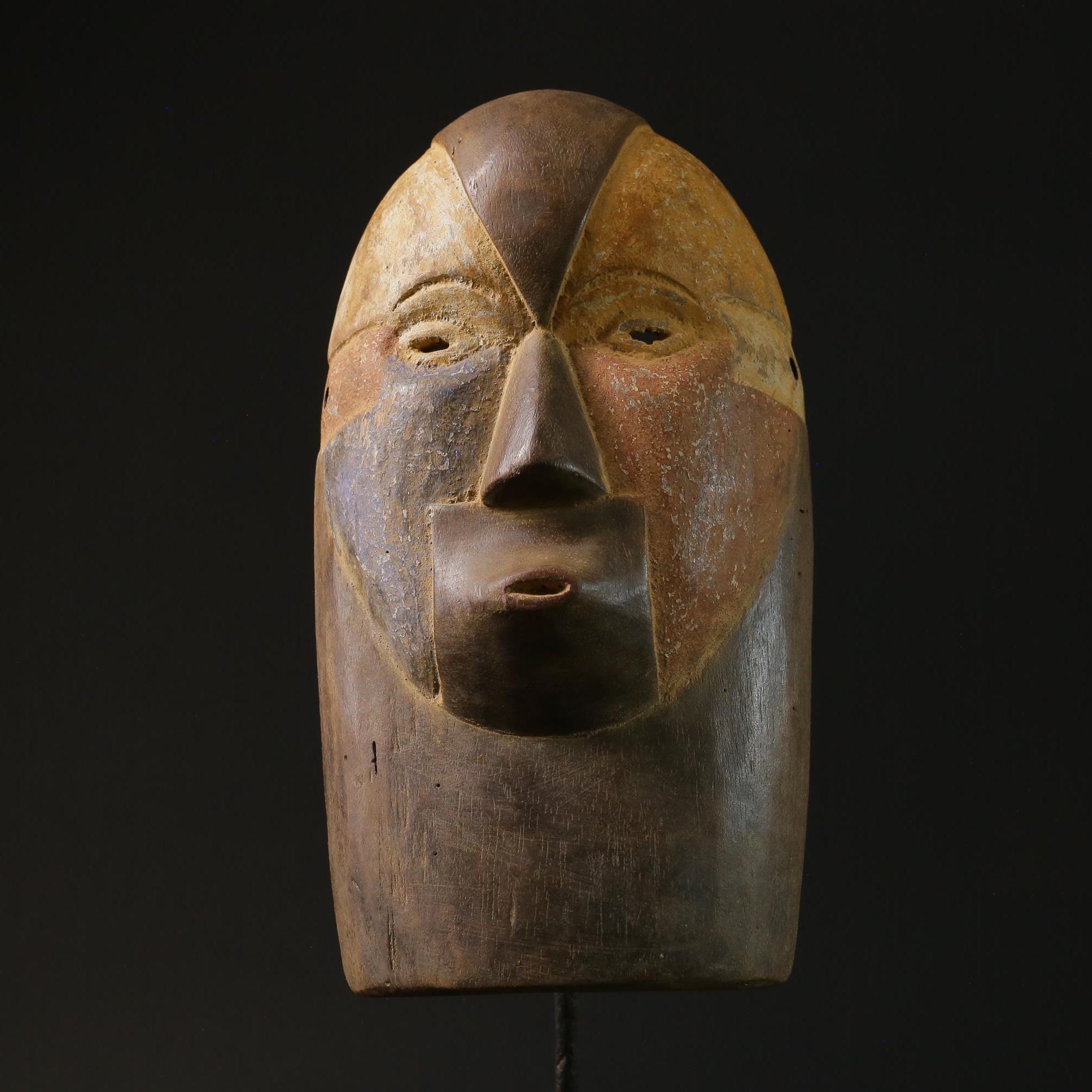 Lega Bwami Mask: African Tribal Art, Hardwood Sculpture, Patina Finish ...
