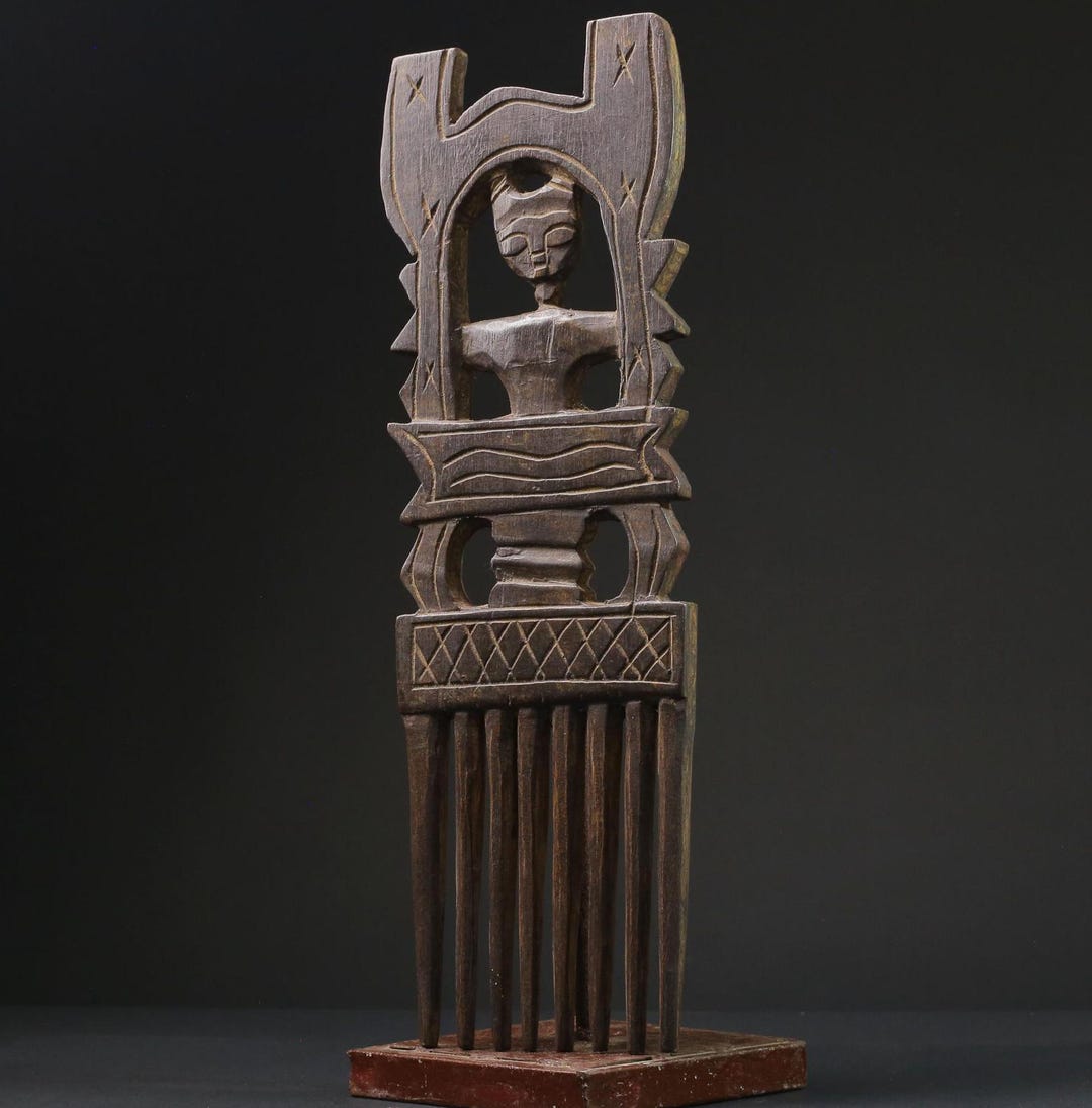 African Comb Statue | Hand Carved Ashanti Wooden Comb | Unique Cultural ...