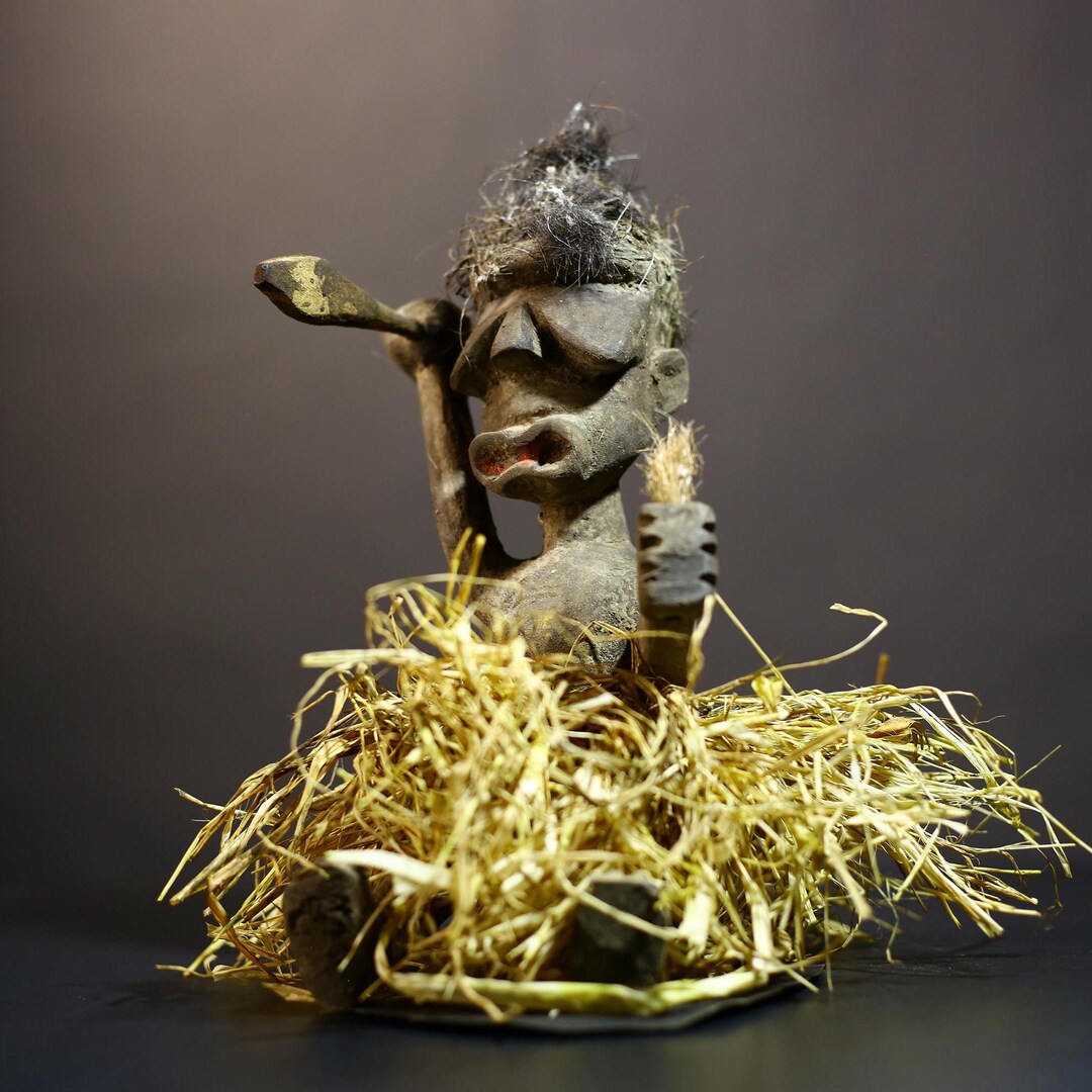 African Handcrafted Yaka Wood Statue Cultural Home Accent Decor Unique ...