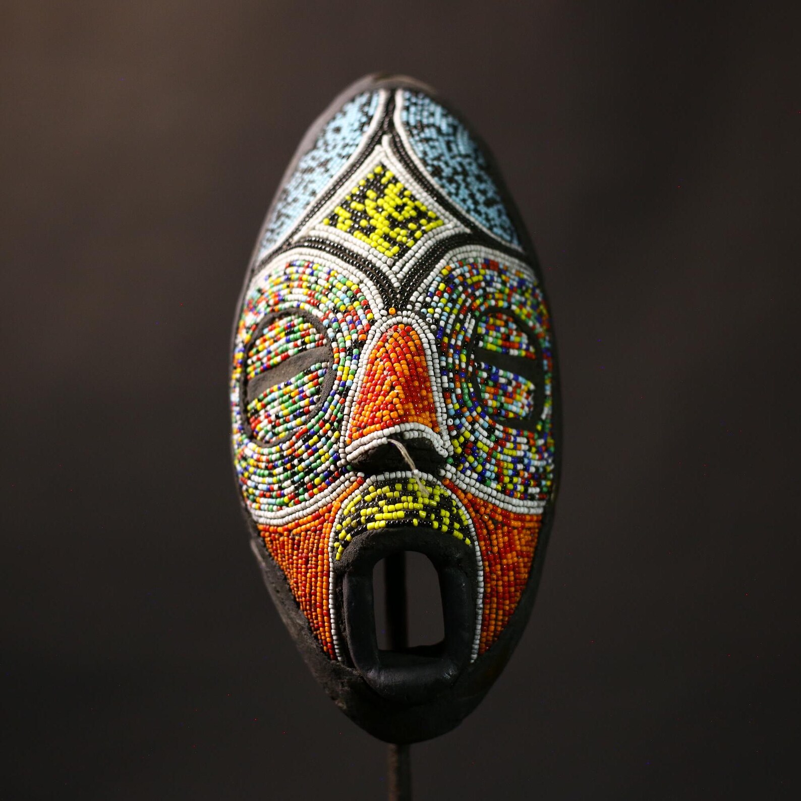 Hand-beaded African Mask: Tribal Wall Art, Ethnic Decor-7974 - Etsy