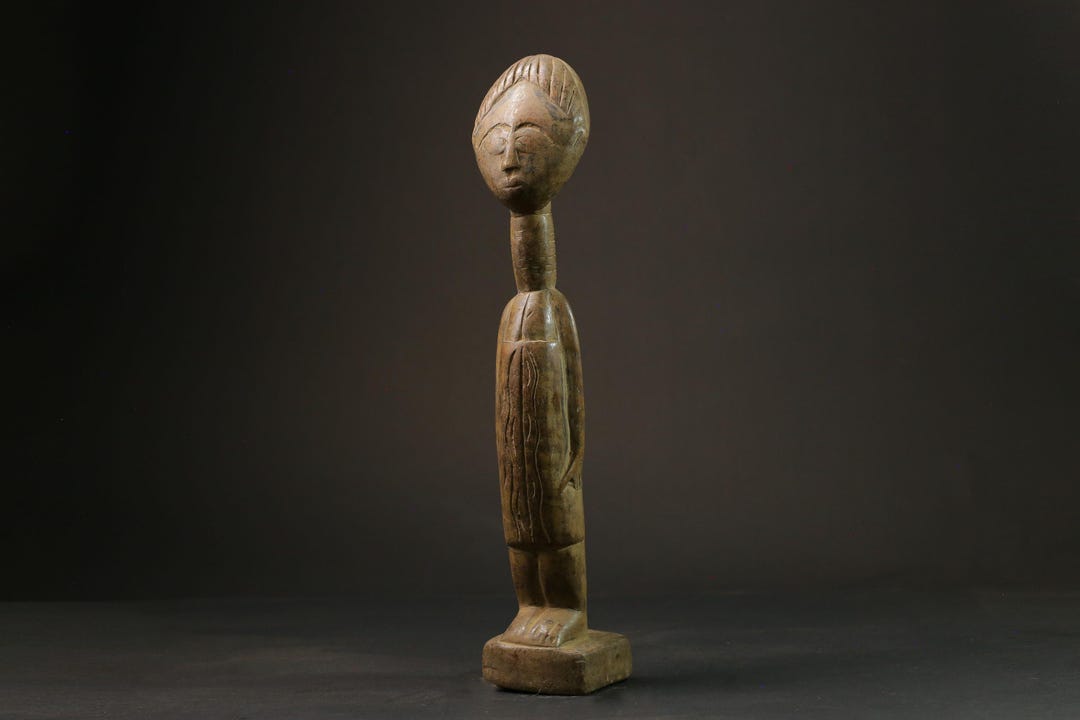 African Wooden Figures Primitive Décor Ghana Hand Carved Statue Wooden ...