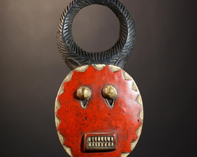 African Goli Kplekple Red Mask | Vintage Tribal Face Art | Antique Wall ...