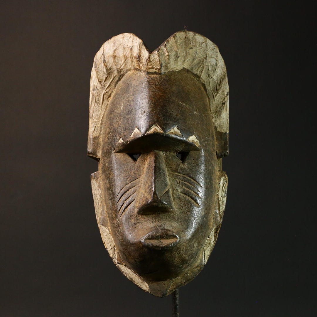 African Songye Kifwebe Mask Hand Carved Wood Tribal Wall Art Vintage ...