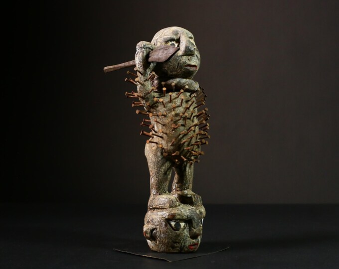 African Vintage Nkisi Nkondi Statue - African Collectible Voodoo Doll ...